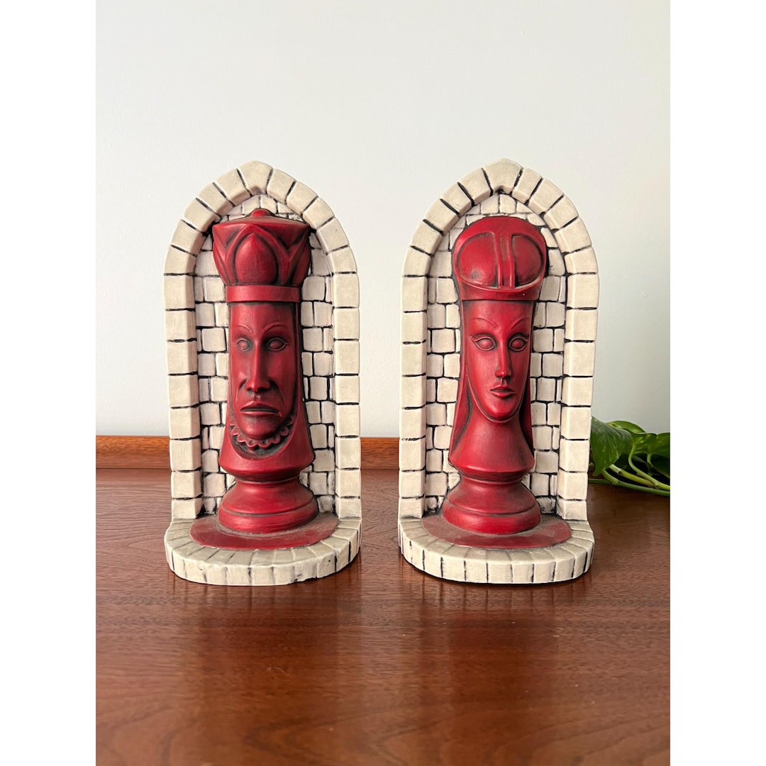 Vintage Chess Pieces Bookends - Etsy