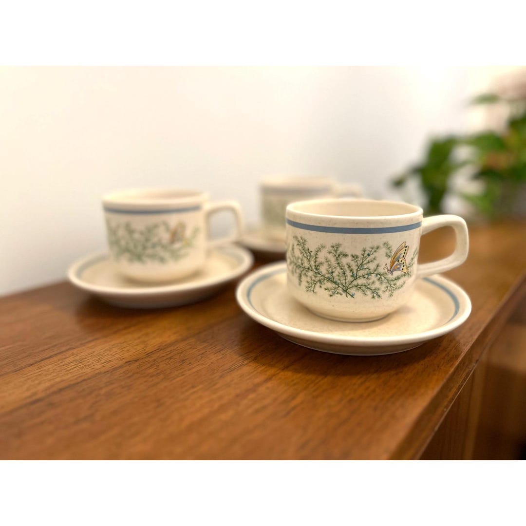 Vintage Lenox Temperware Fancy Free Cups and Saucers - Etsy