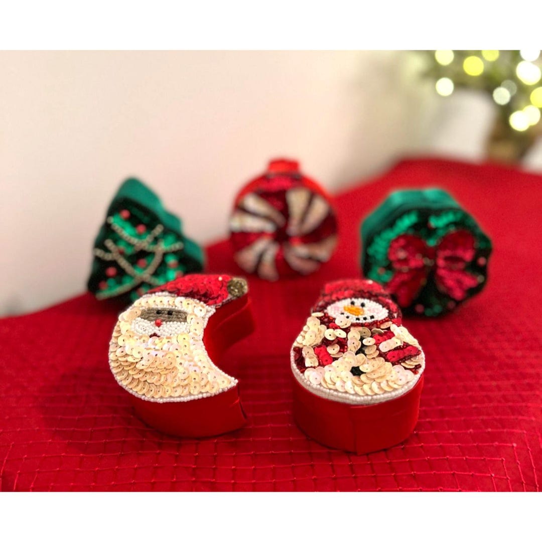 Vintage Beaded and Sequined Gift Box Ornaments - Etsy