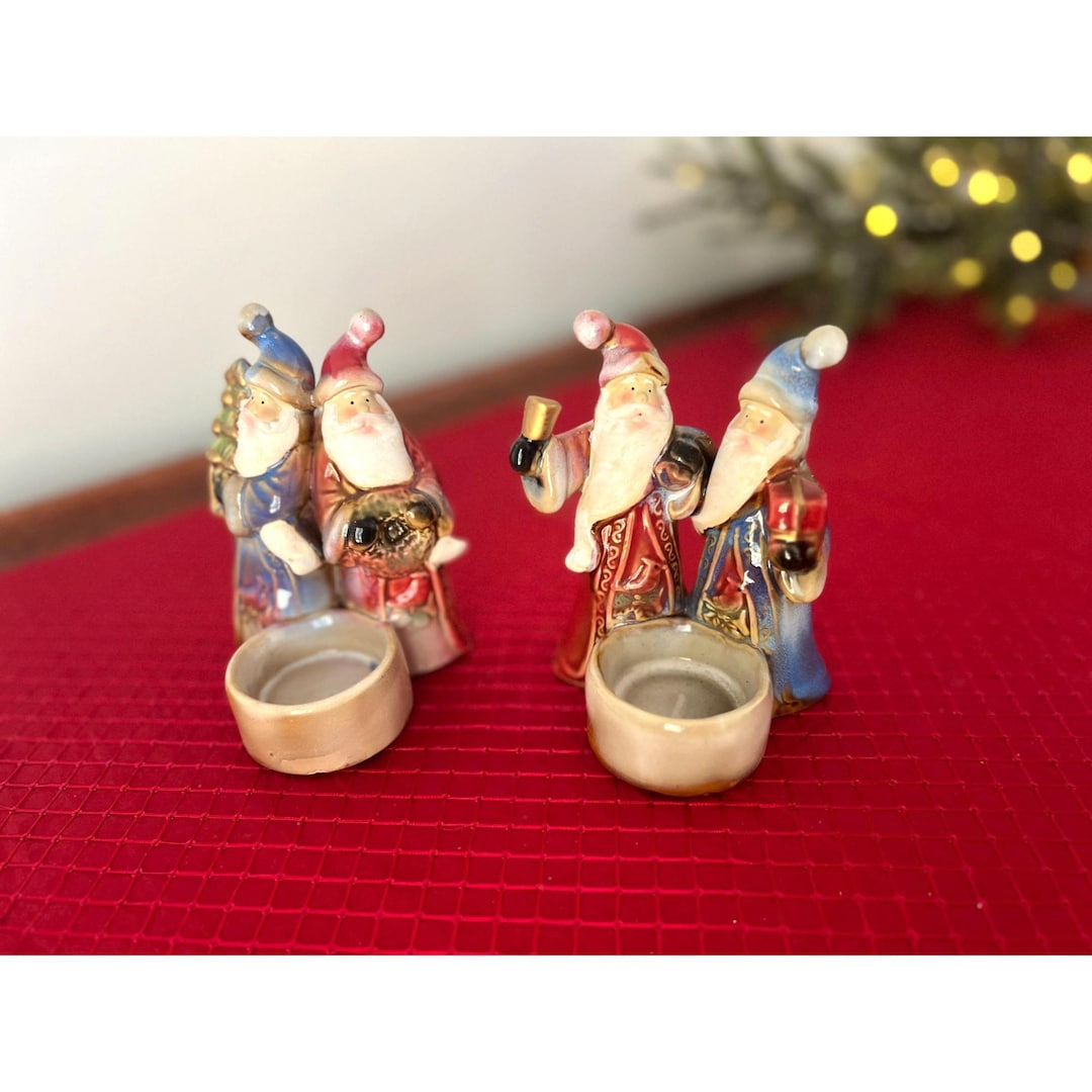 Ceramic Santa Tea Light Holders - Etsy