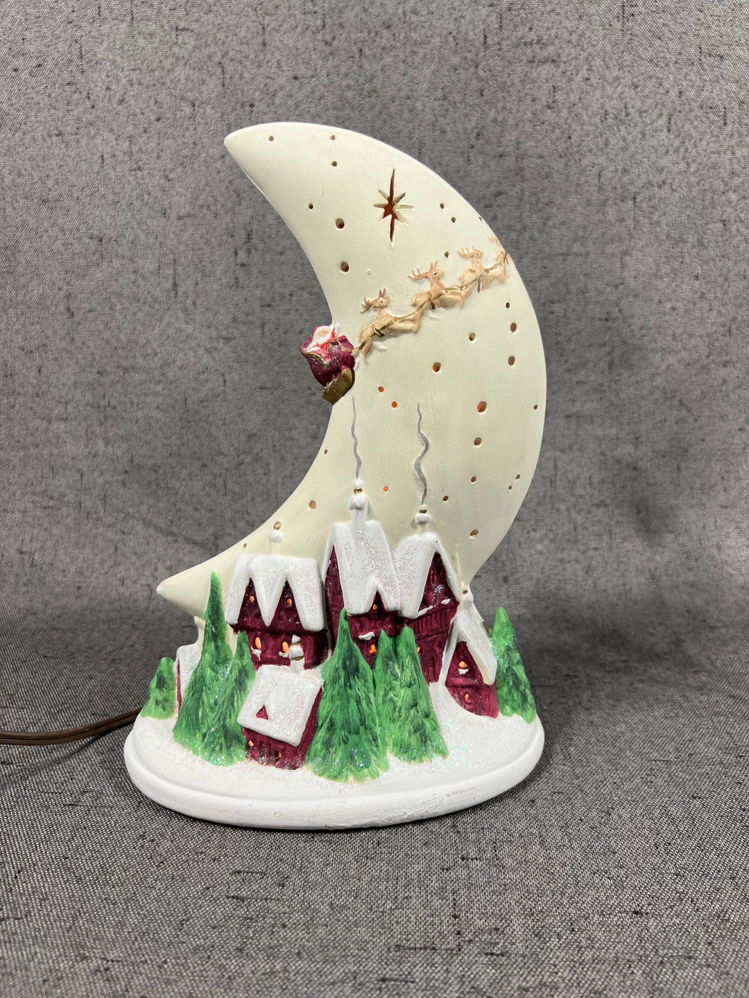 Vintage Hand-painted Ceramic Christmas Night Light - Etsy