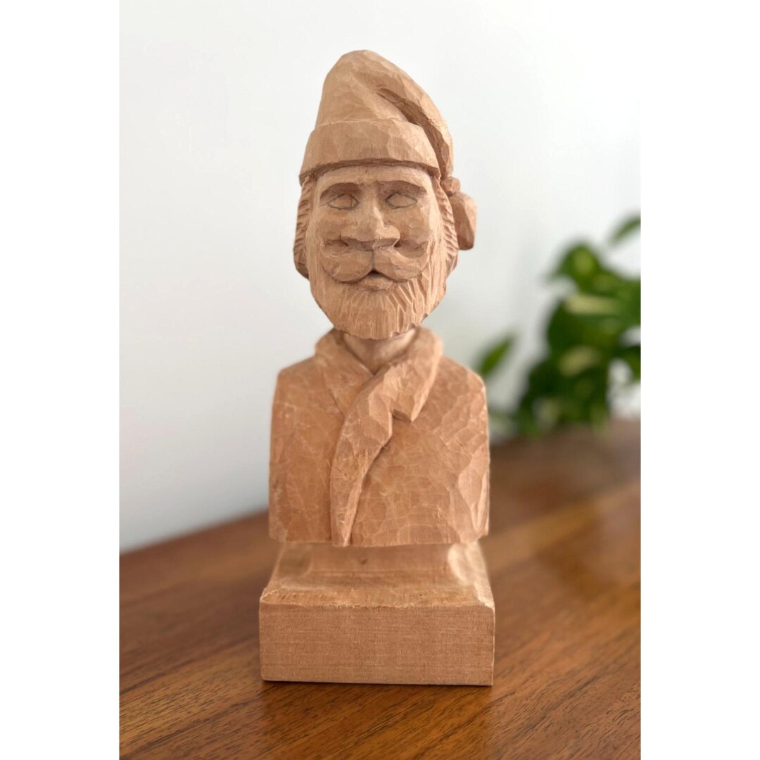 Carved Wooden Santa Bust - Etsy