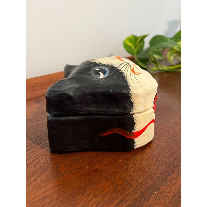 Vintage Paper Mache Cat Head Box - Etsy