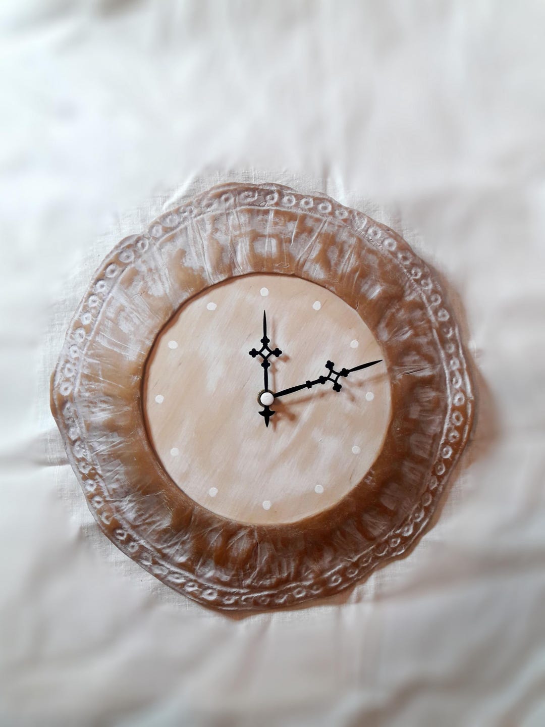 Wall Clock Country Style Terracotta Wall Decor White Clock Original ...