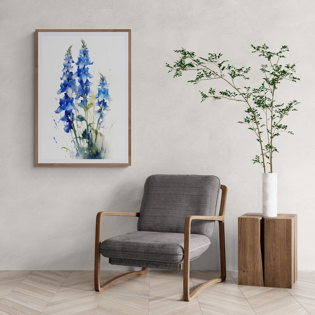 Graffiti Wall Art Delphinium Flowers Painting Modern Design Abstract ...