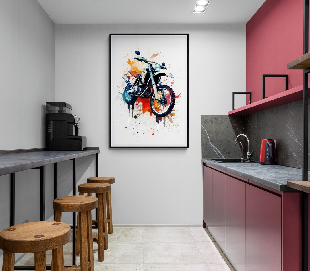 Motorcycle Cartoon Illustration Art Perfect Wall Decoration Street Art ...