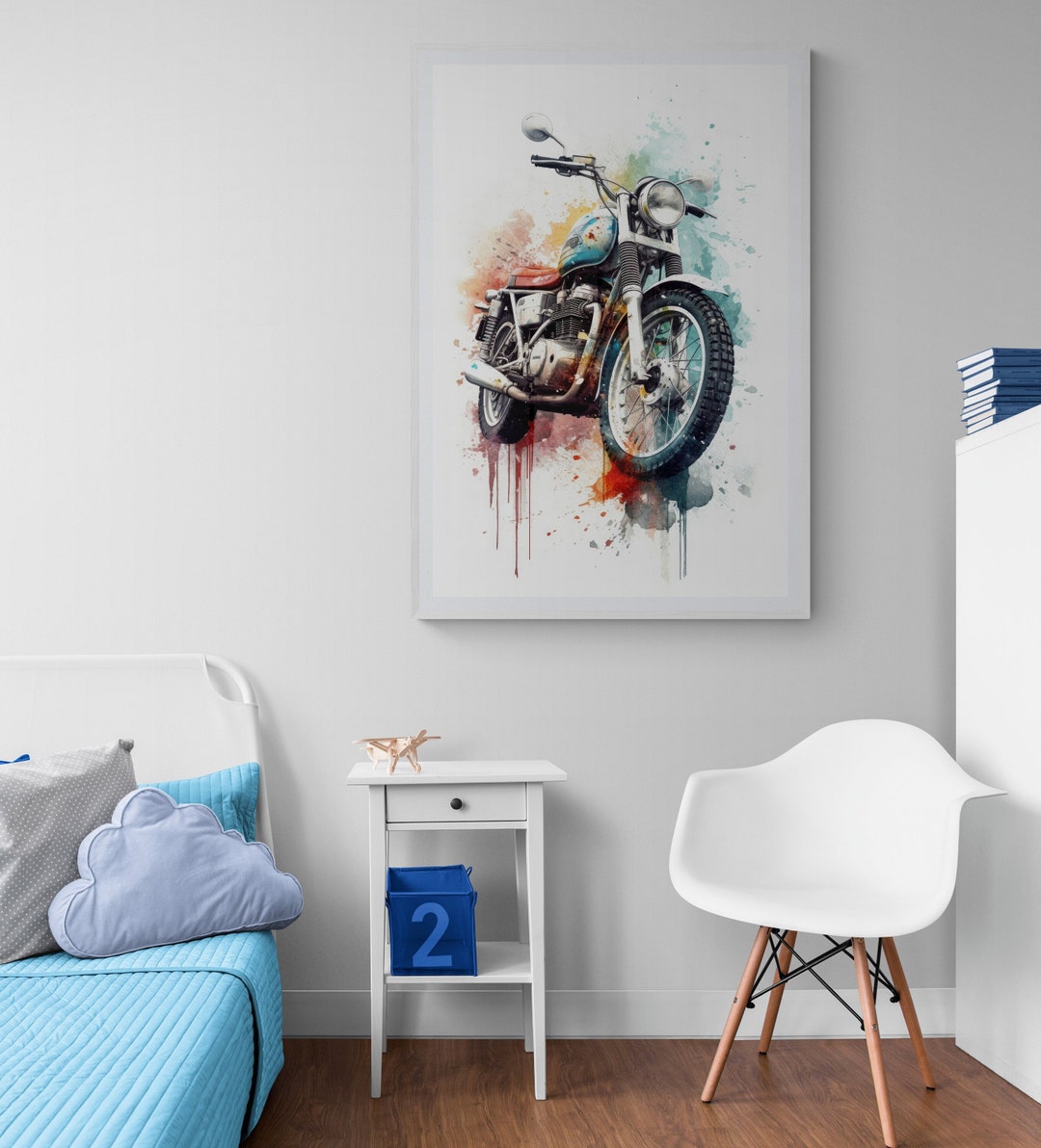 Motorcycle Adventure Cartoon Wall Art Painting Perfect Room Decor Gift ...