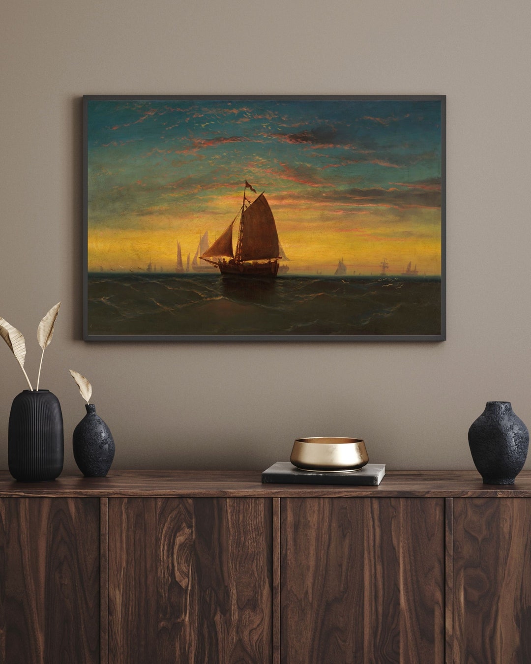 Boston Harbor by Charles Manger Ca1860-1869 Framed Print on Canvas Wall ...