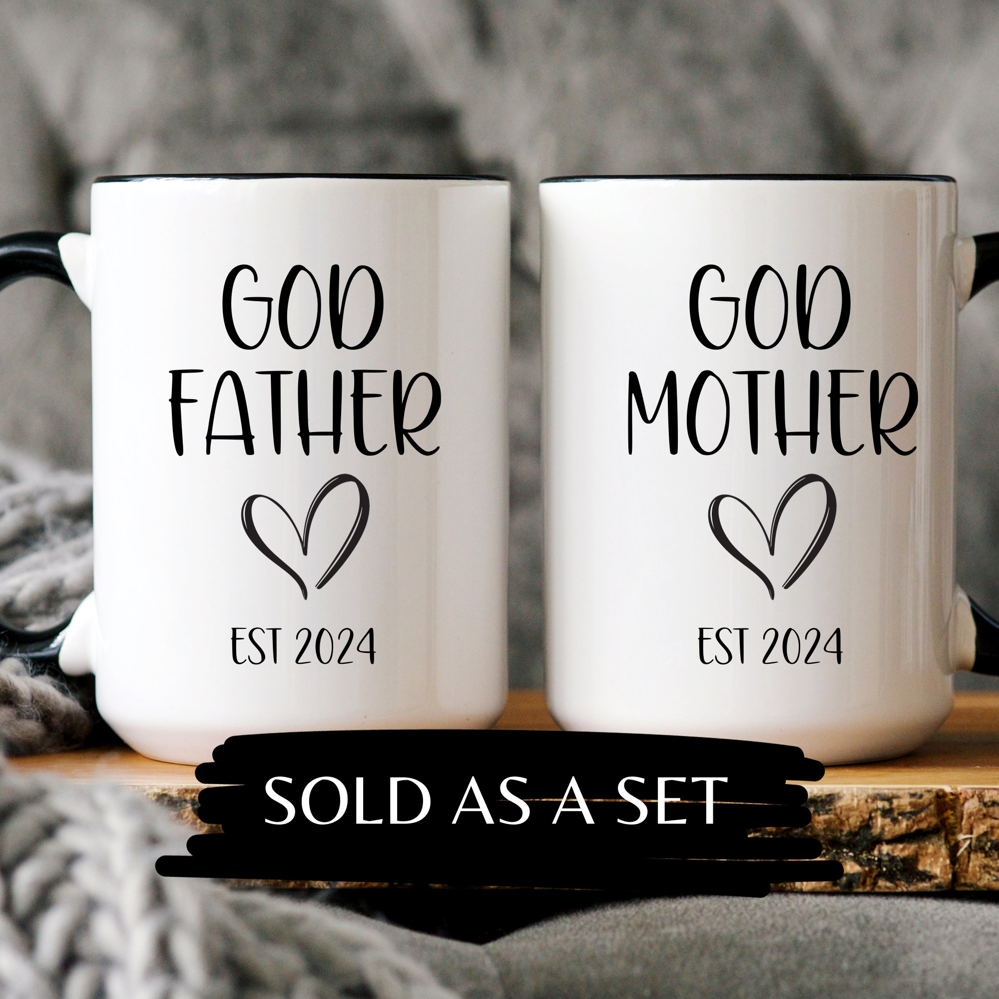 Custom Godparents Mug Set Godfather and Godmother EST Gift - Etsy
