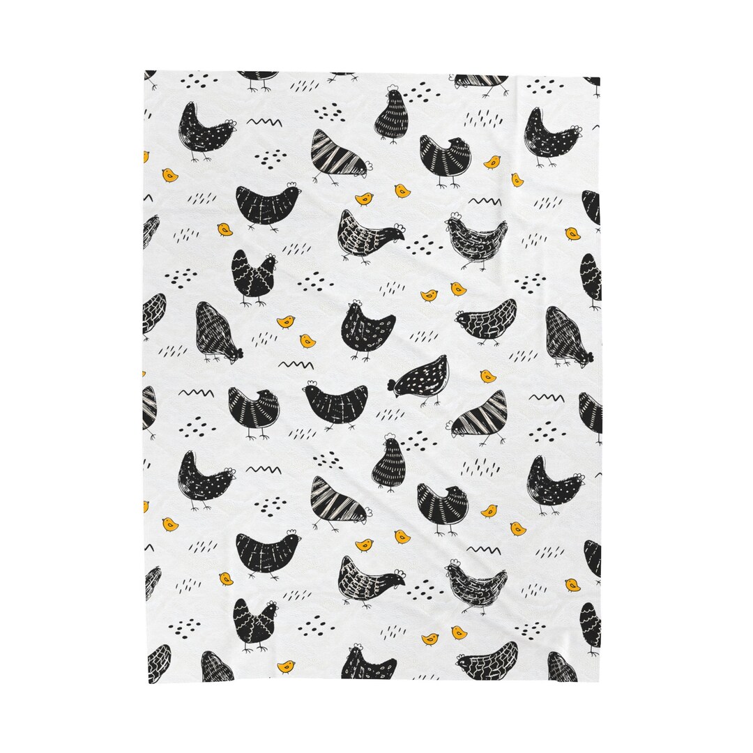 Cute Chickens Throw Blanket, Velveteen Plush Blanket, Farmhouse Decor ...