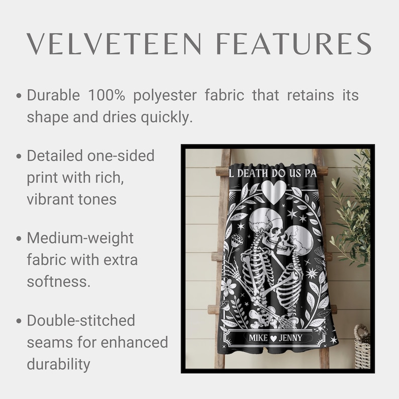 Til Death Do Us Part Couple Blanket Personalized Gothic Skeleton ...
