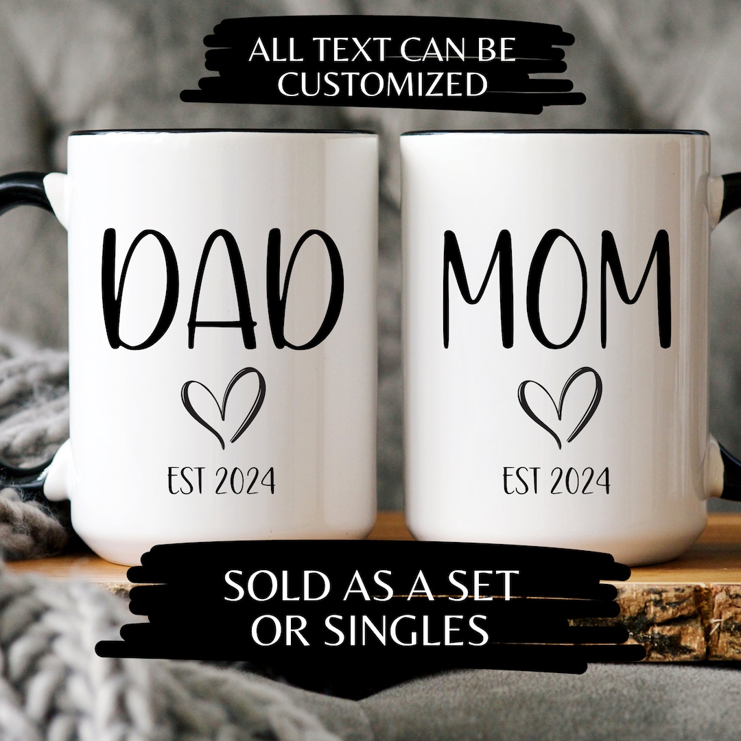 Personalized New Mom & Dad Coffee Mug Set Gift for New Mom and Dad, New ...
