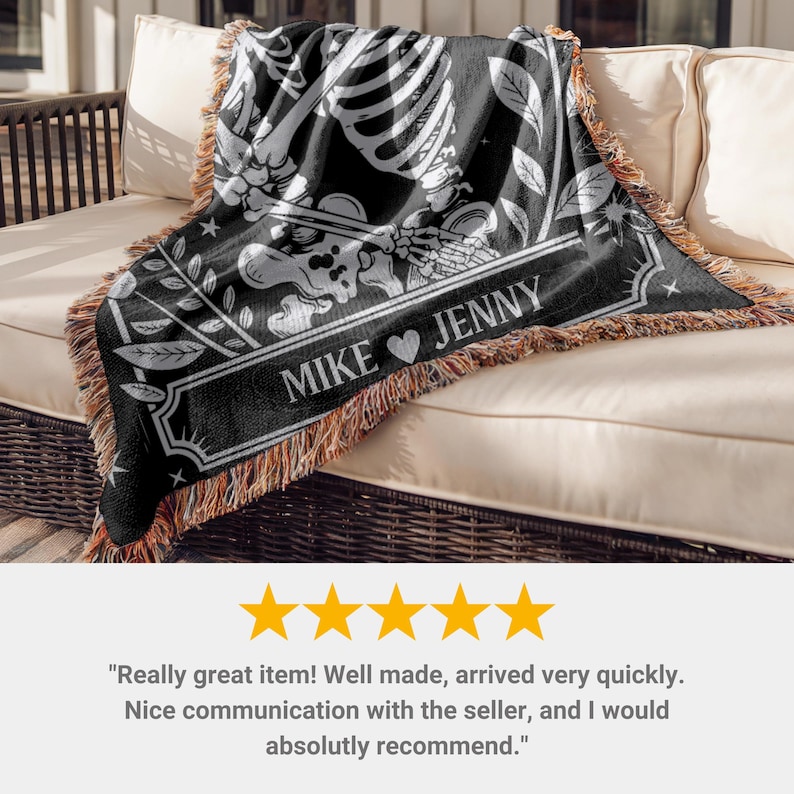 Til Death Do Us Part Couple Blanket Personalized Gothic Skeleton ...
