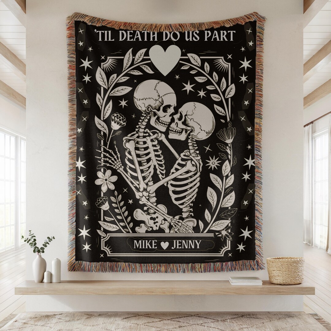 Til Death Do Us Part Couple Blanket Personalized Gothic Skeleton ...