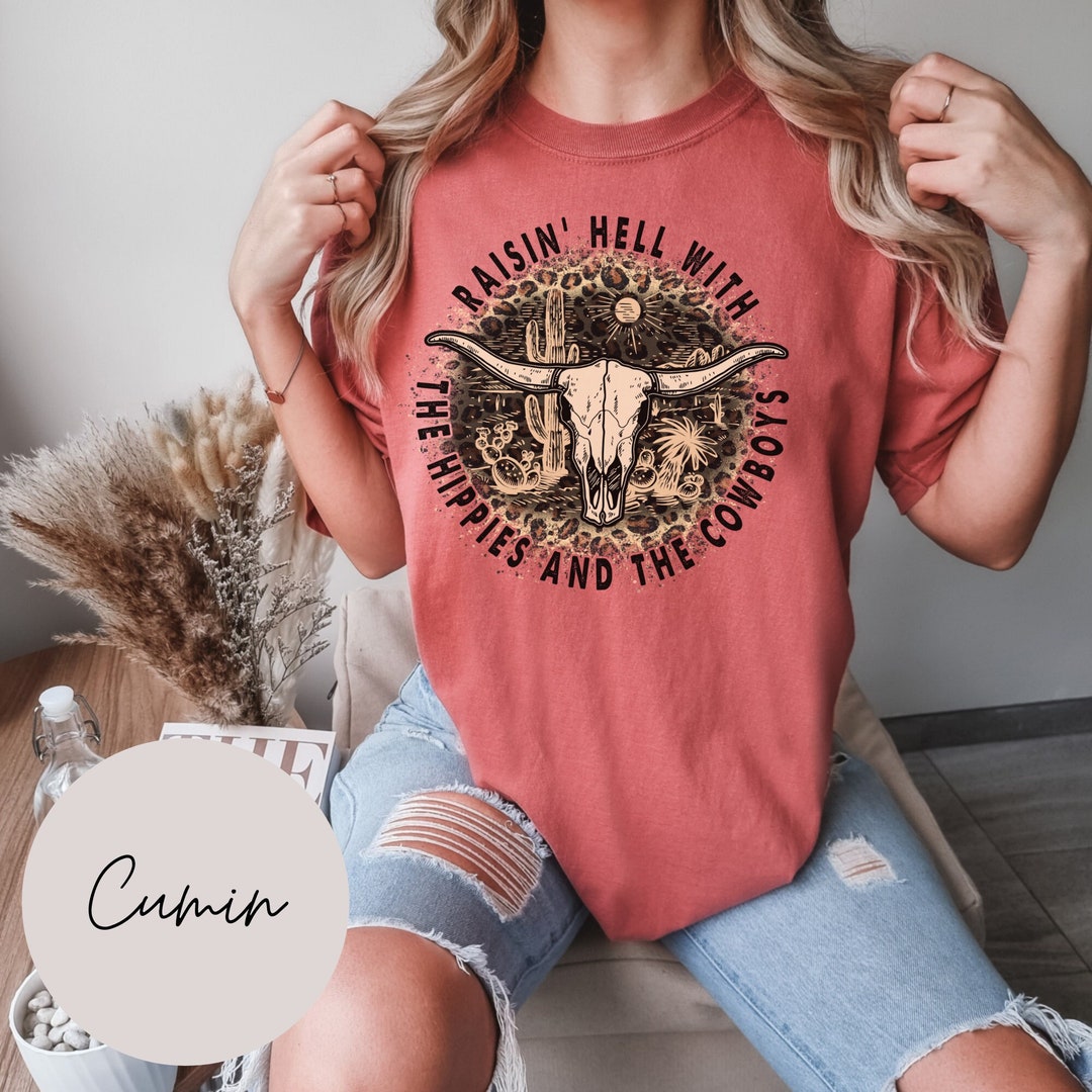 Raising Hell Hippies & Cowboys Comfort Colors Tee - Country Cowgirl ...