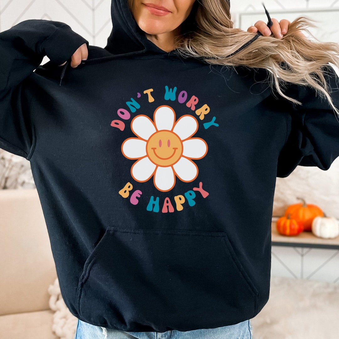 Don't Worry Be Happy Unisex Heavy Blend Hooded Sweatshirt; Hippie ...