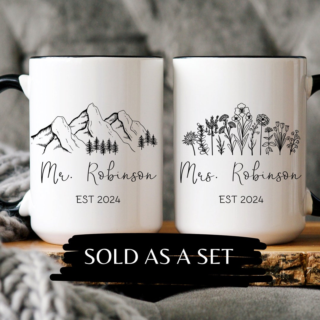 Personalized Mr and Mrs Coffee Mugs, Custom Mr Mrs Coffee Mugs, Husband ...