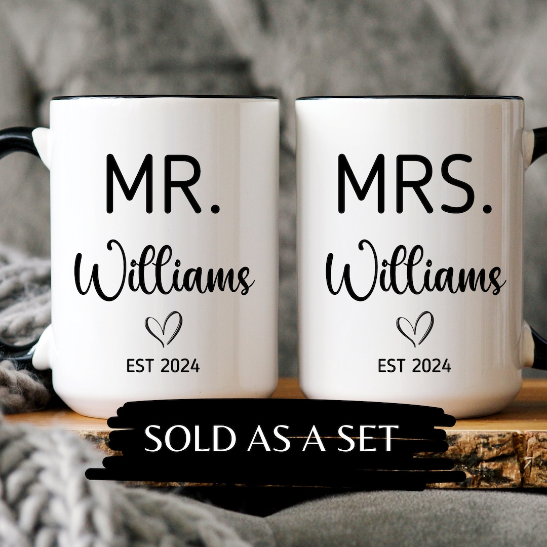 Personalized Mr and Mrs Coffee Mugs, Custom Mr Mrs Coffee Mugs, Husband ...