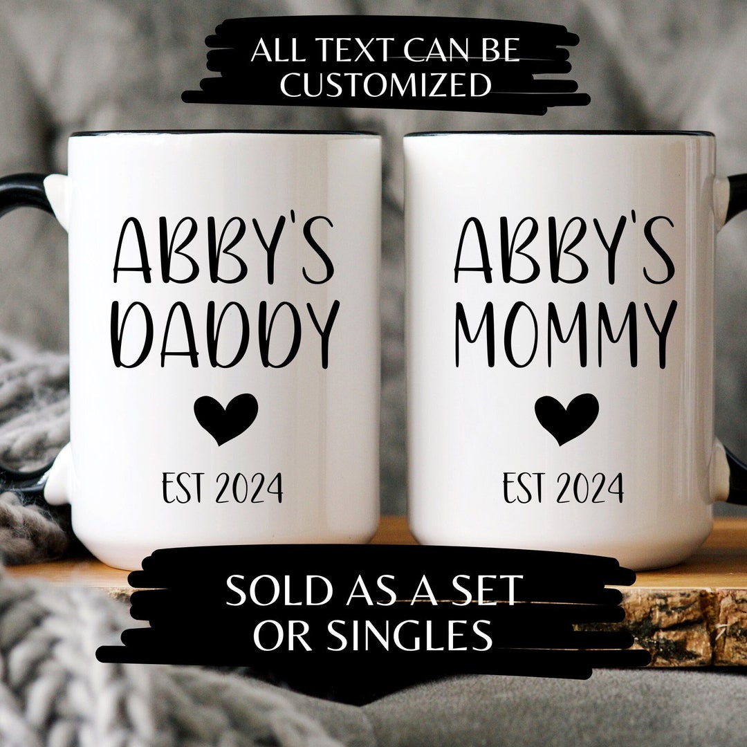 Personalized New Parent Coffee Mug Set: Mommy & Daddy Gift - Etsy