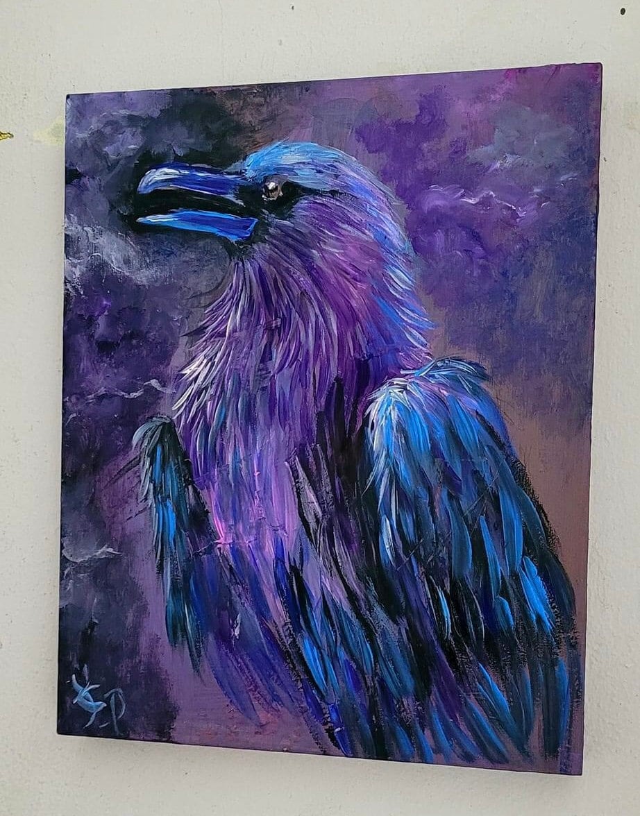 Crow Painting, Acrylic Painting, Crow Bird Painting - Etsy