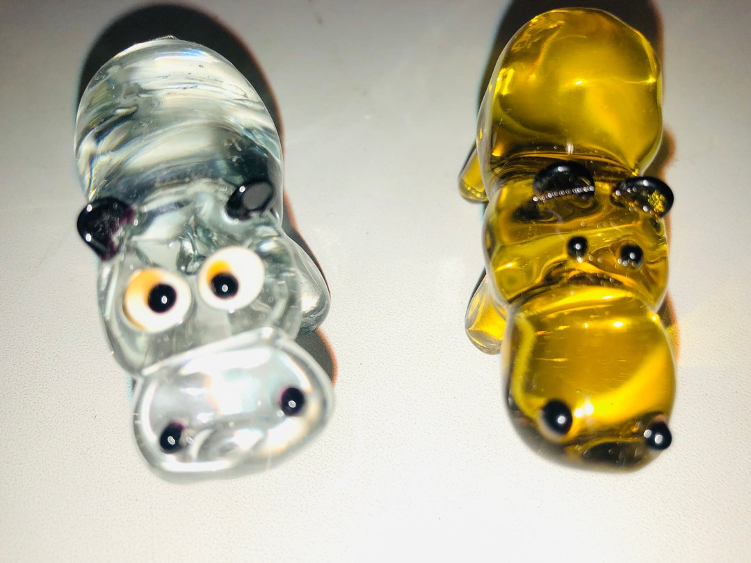 Hippo Glass Figure, Hippopotamus Figurine, Murano Glass Hippo, Handmade ...