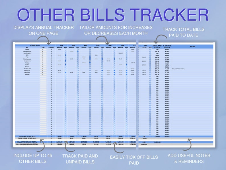 Bill Tracker Template to Monitor Your Spending & Stay on Top of Your ...