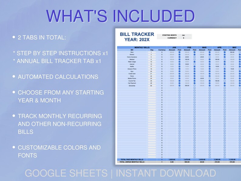 Bill Tracker Template to Monitor Your Spending & Stay on Top of Your ...