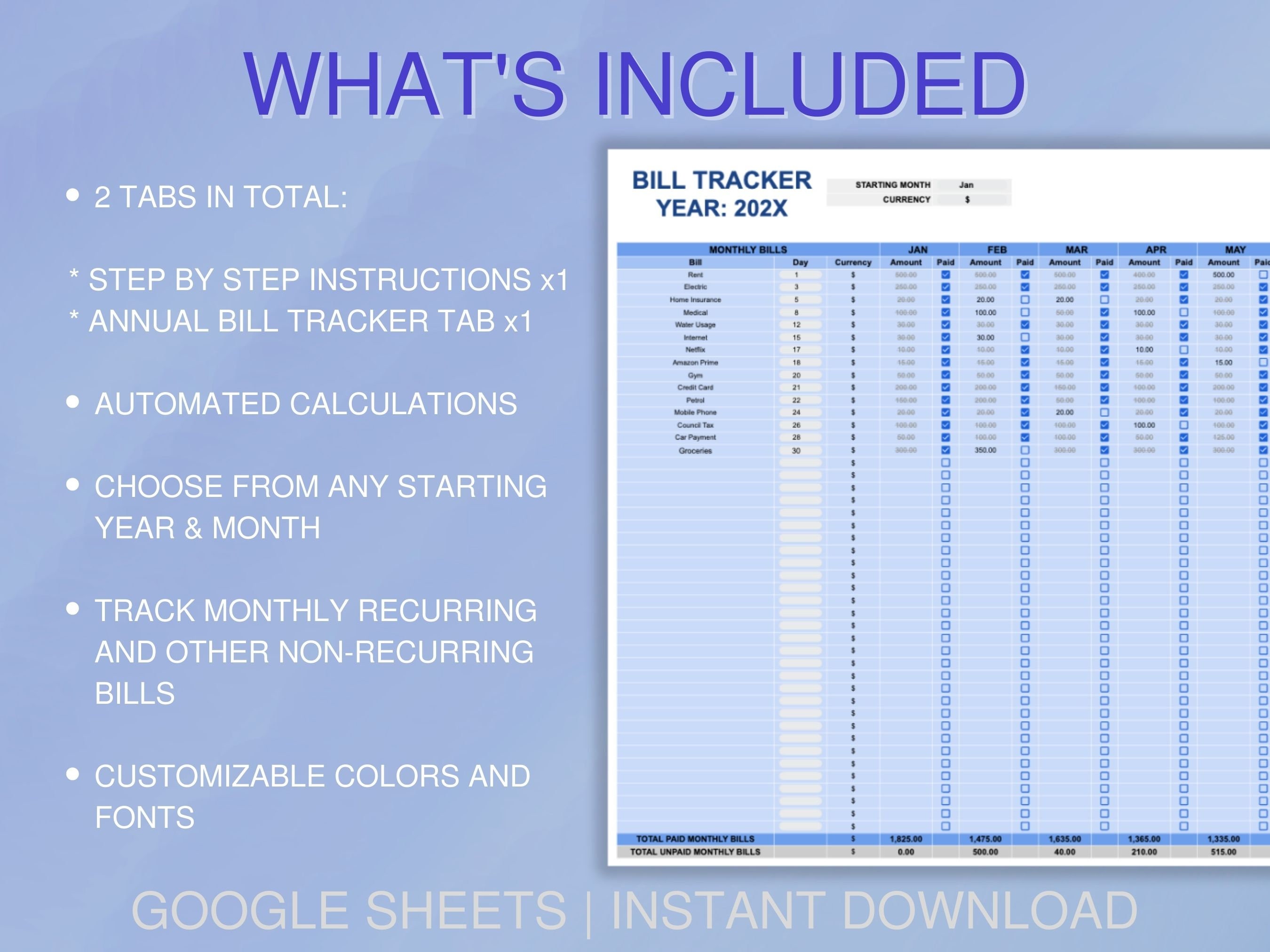 Bill Tracker Template to Monitor Your Spending & Stay on Top of Your ...