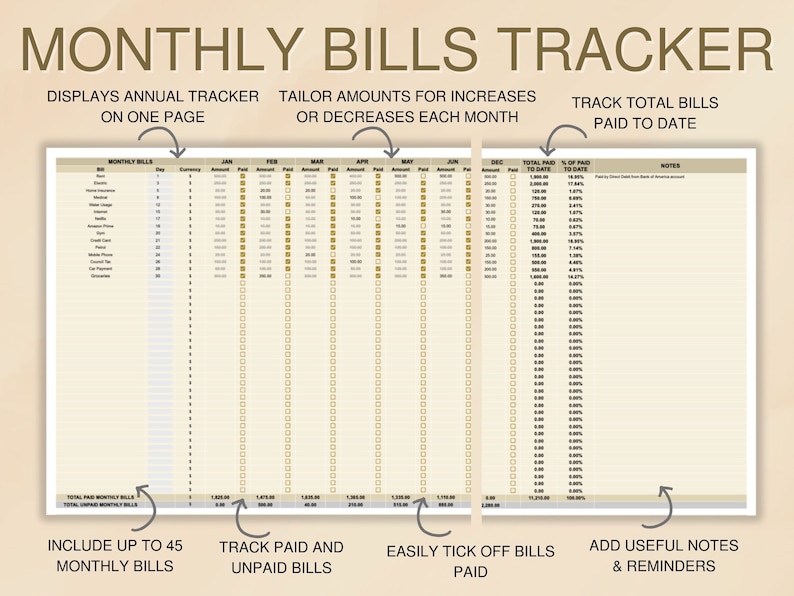 Monthly Bill Tracker Template Google Sheets, Expense Organizer ...