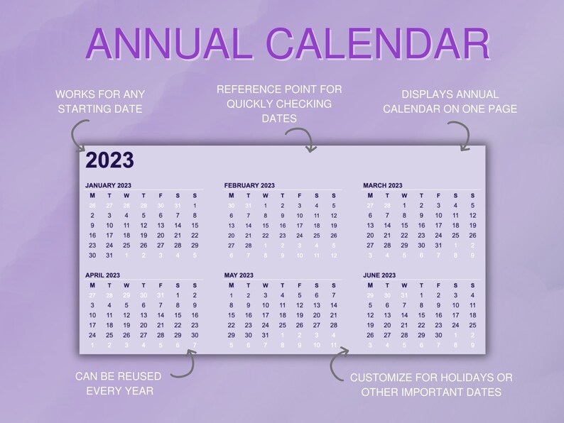 Monthly Calendar Template Google Sheets, Undated Annual Activity ...
