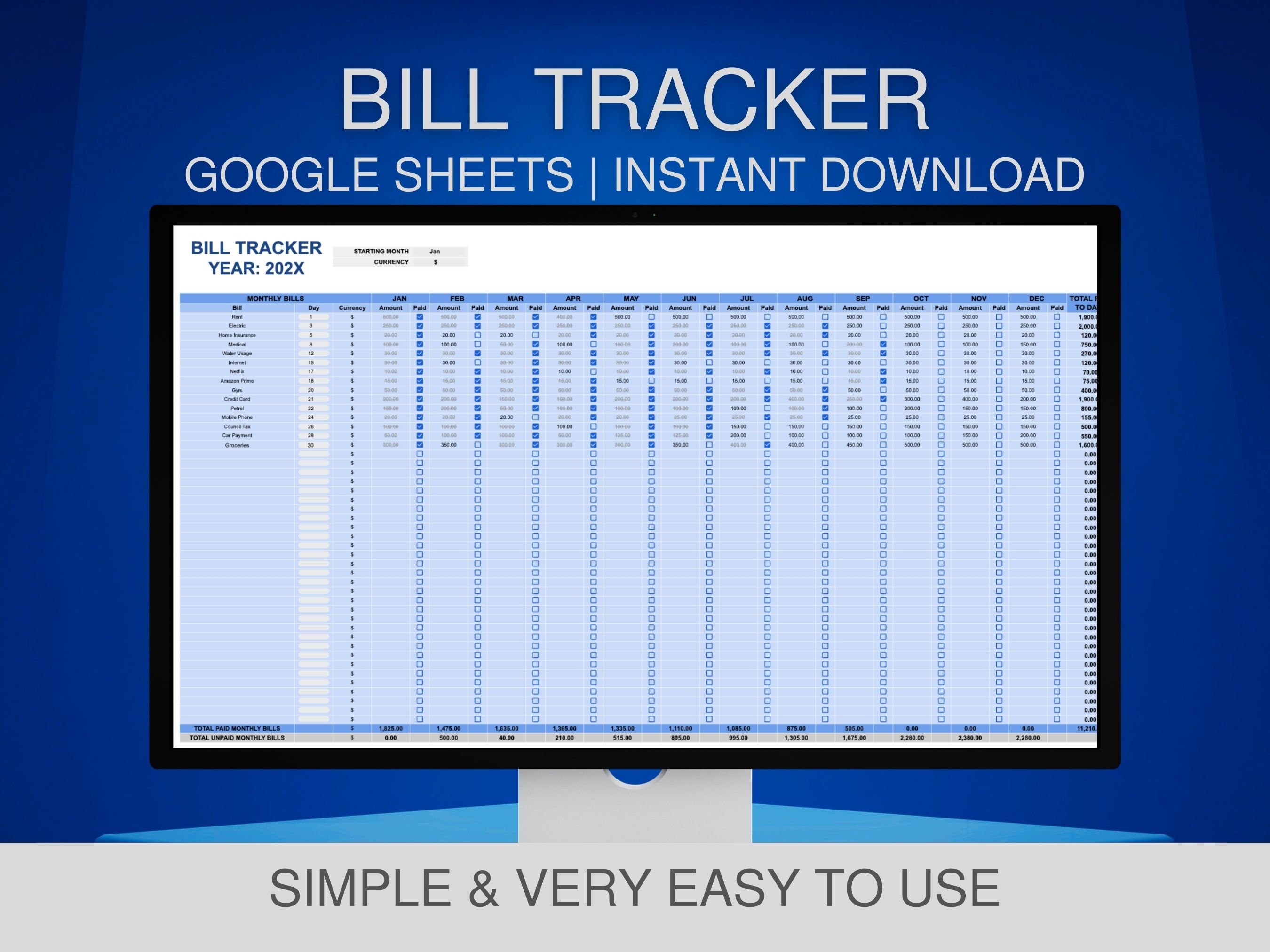 Bill Tracker Template to Monitor Your Spending & Stay on Top of Your ...