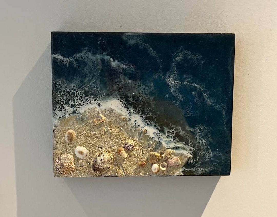 Sand and Shells Epoxy Wave Wall Art - Etsy