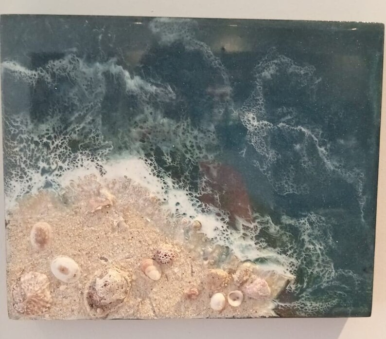 Sand and Shells Epoxy Wave Wall Art - Etsy