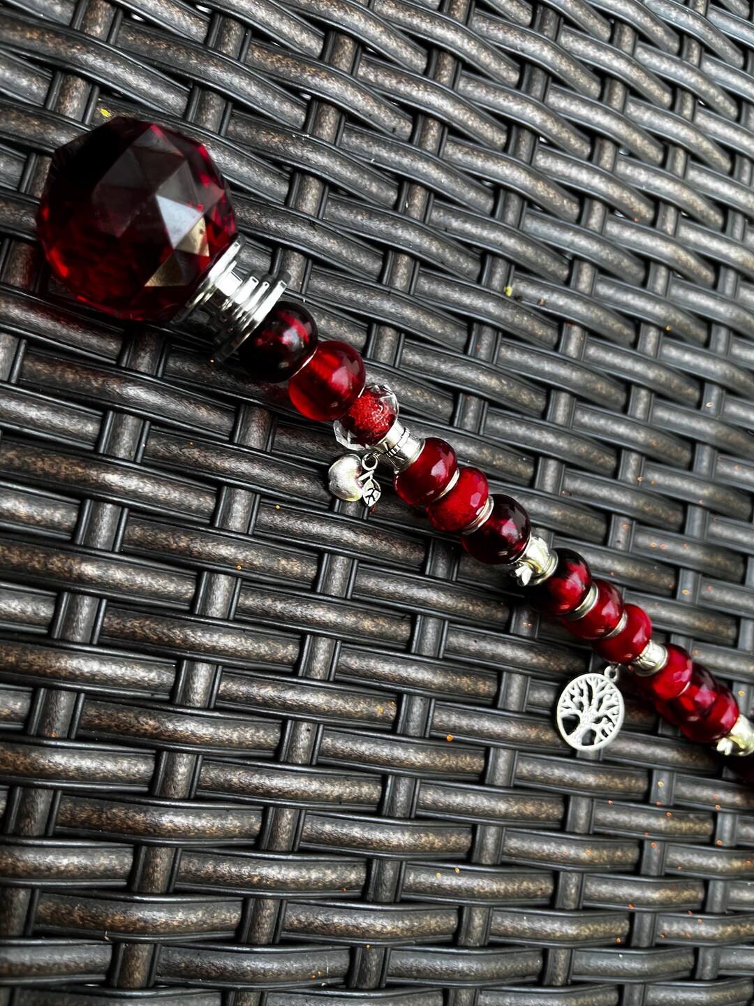 Apple Wand, Red Beaded 14" Wand, Apple Decorative Wand, Decor, Fall ...