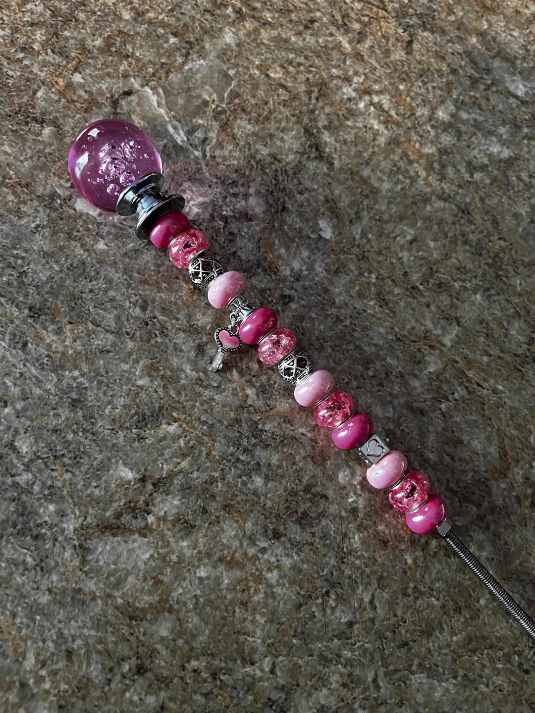 Pink Heart Key Wand,fairy Wand, Pink Beaded Wand, Decorative Wand ...