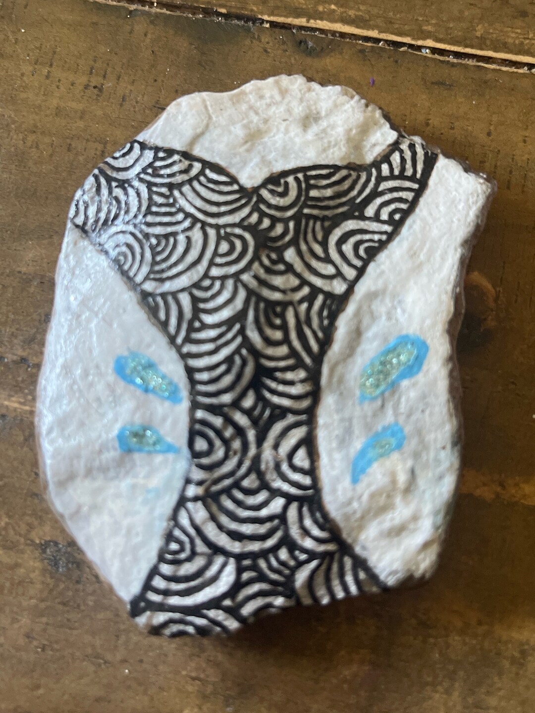 Hand Painted Mermaid Tail Stone: Rock Art Garden Decor - Etsy