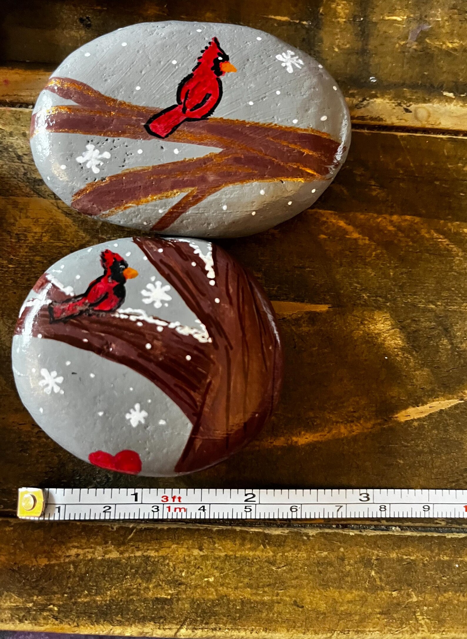 Hand Painted Cardinal Stones, Stones With Cardinals, Cardinal, Painted ...