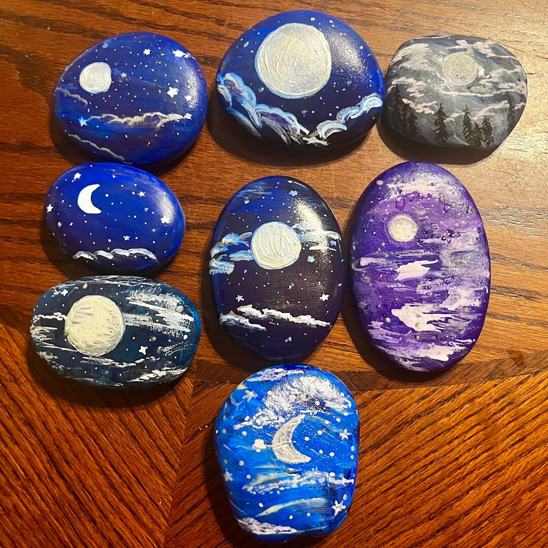 Hand Painted Stones, Painted Rocks, Glow in the Dark Rocks, Night Sky ...