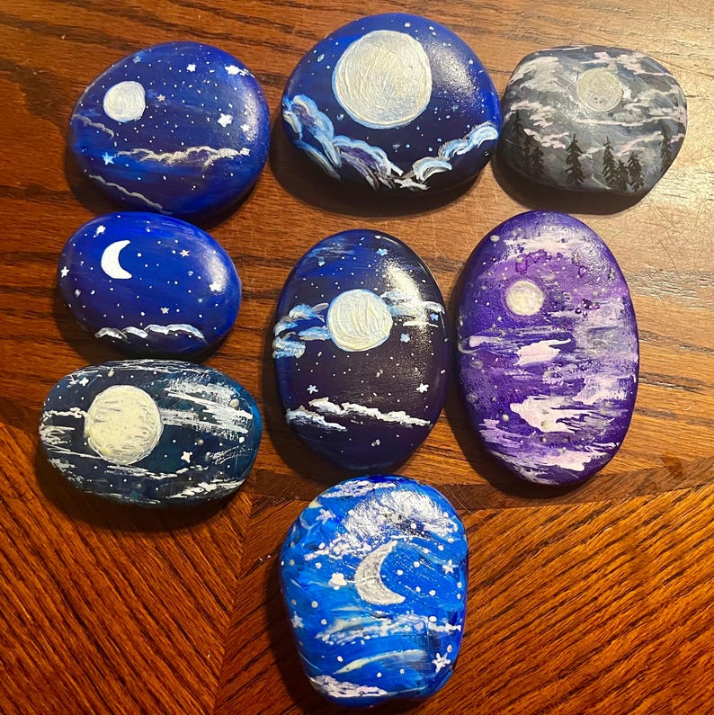 Hand Painted Stones, Painted Rocks, Glow in the Dark Rocks, Night Sky ...