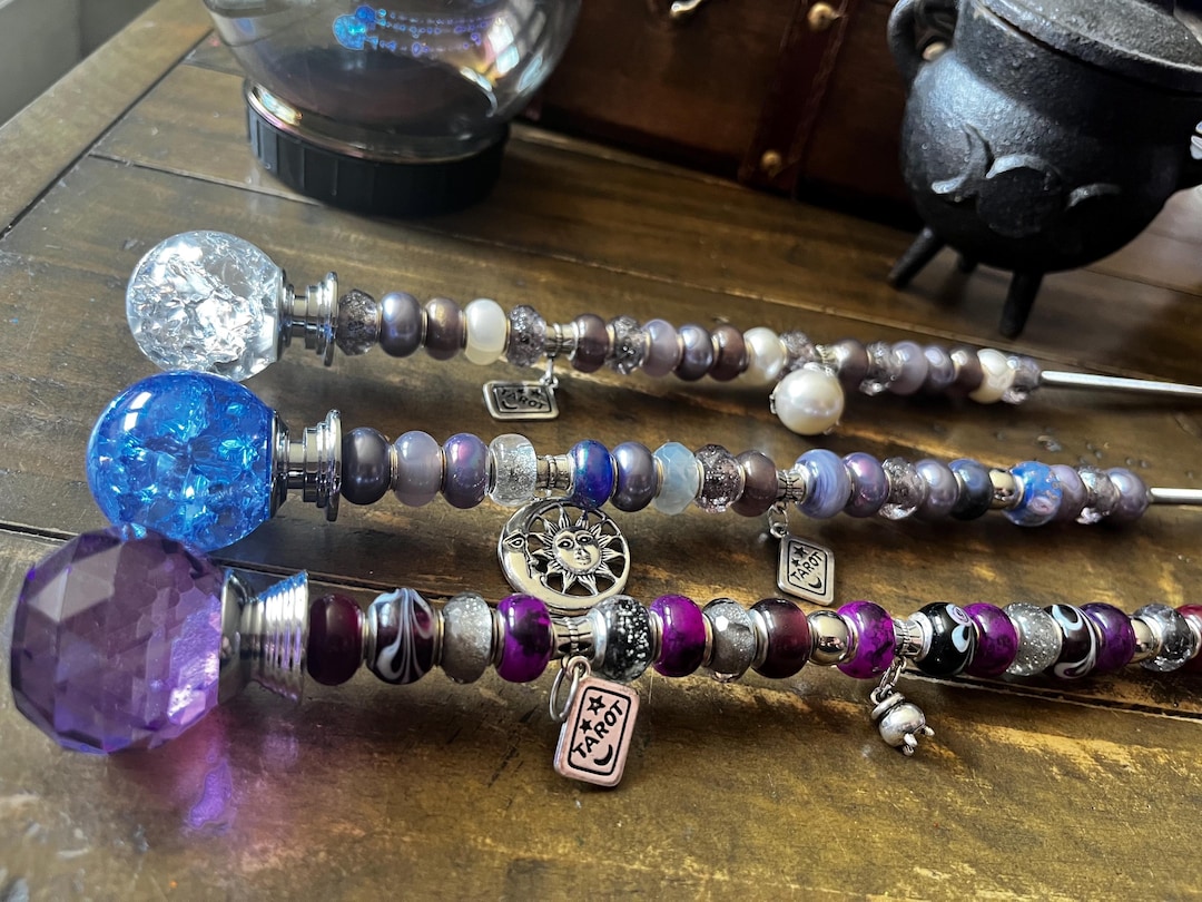 Tarot/magic Beaded Wands , Decorative Wands, Plant and Garden Stake ...