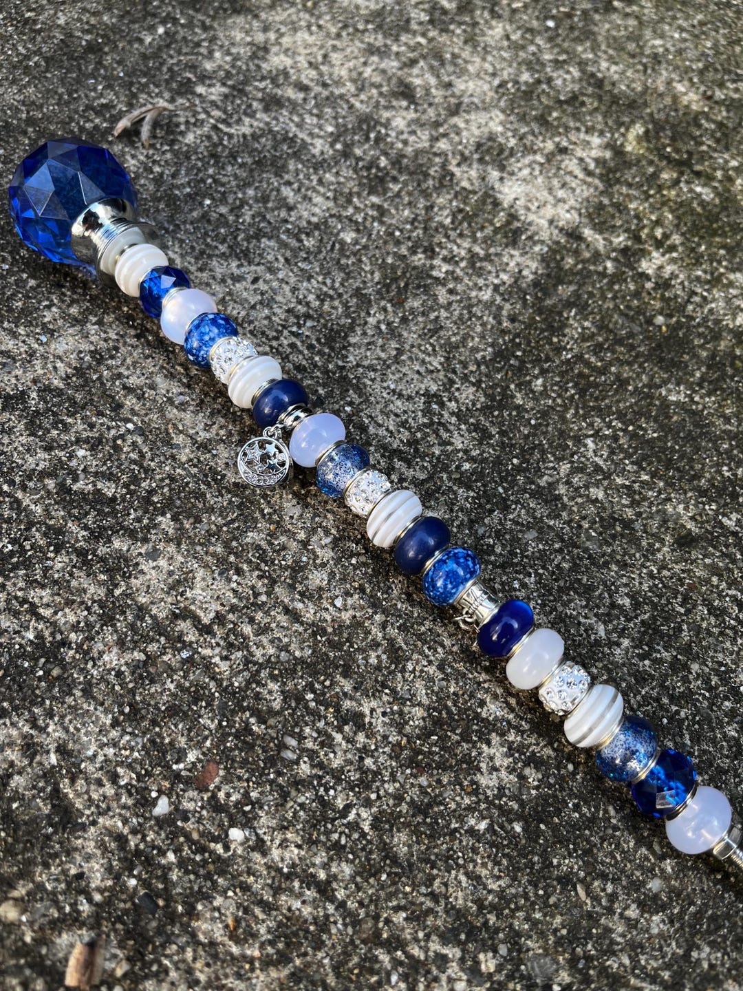 Navy Blue Star Wand, Navy Beaded Wand, Plant Jewel, Plant Jewel, Fairy ...