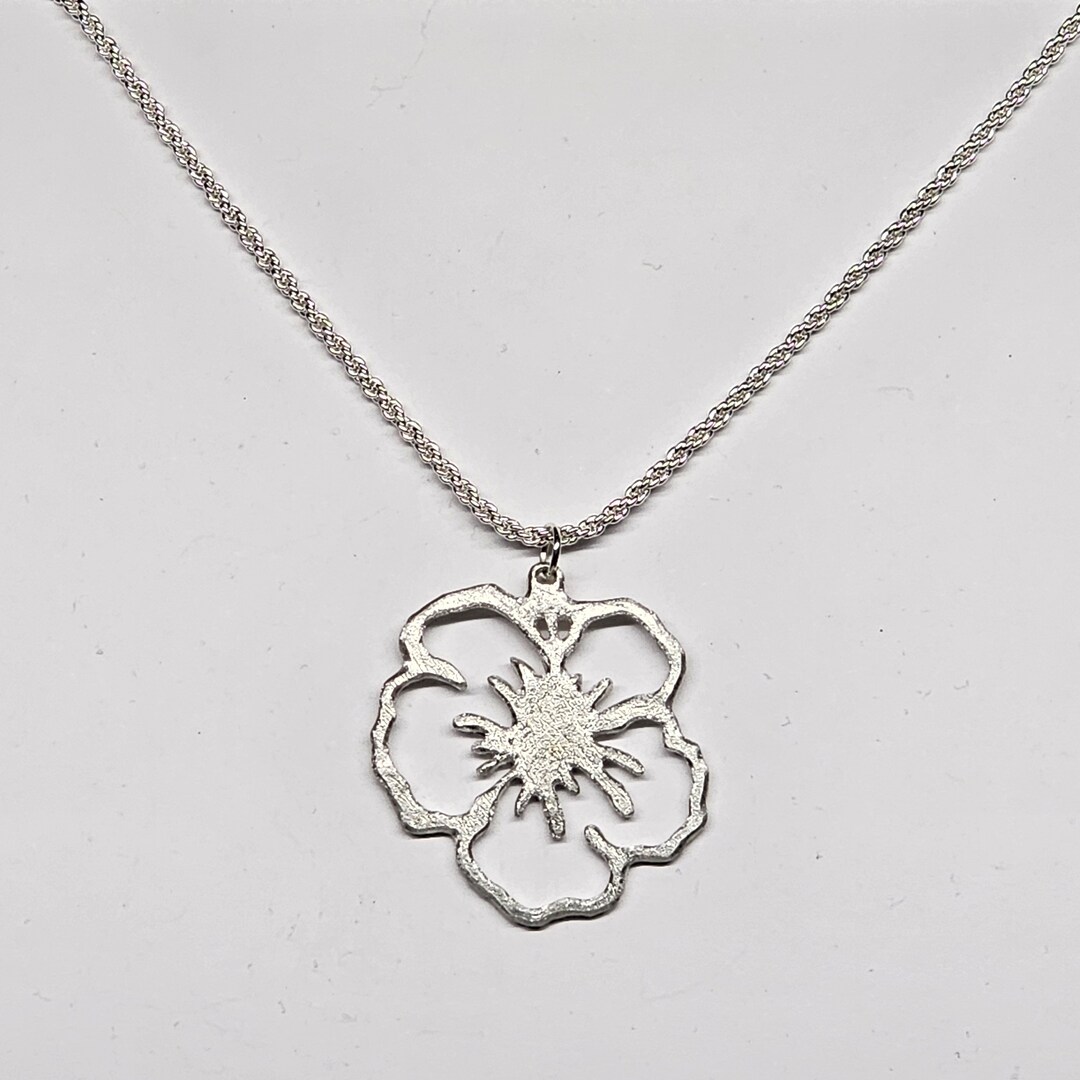 Silver Hibiscus Flower, Silver Chain Neclace, Hawaii, Flower Jewely ...