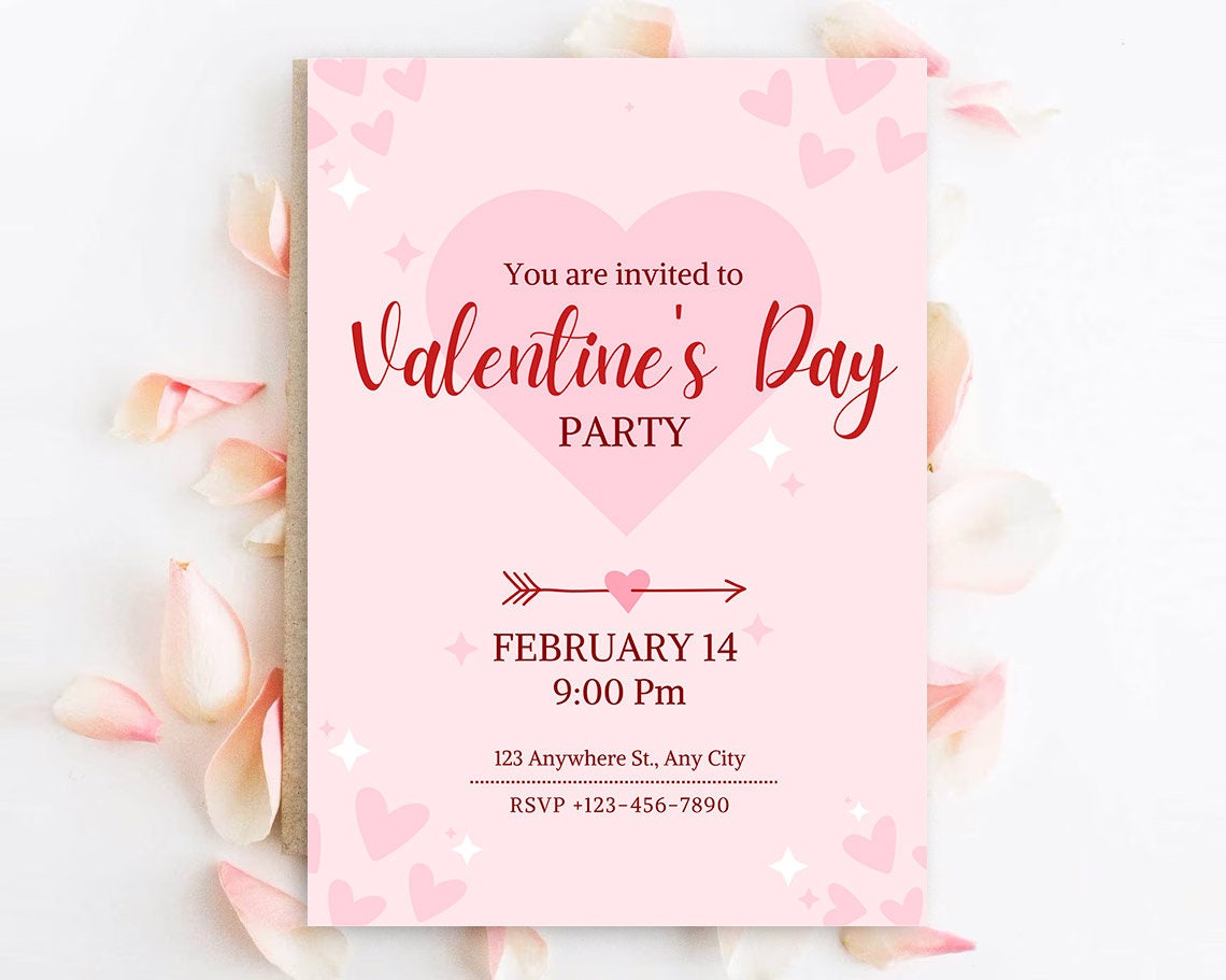 Valentine Party Invitation, Valentine's Day Editable Invite, Instant ...