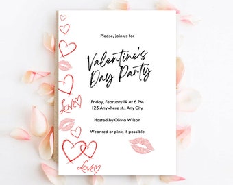 Valentine Party Invitation, Valentine's Day Editable Invite, Instant ...