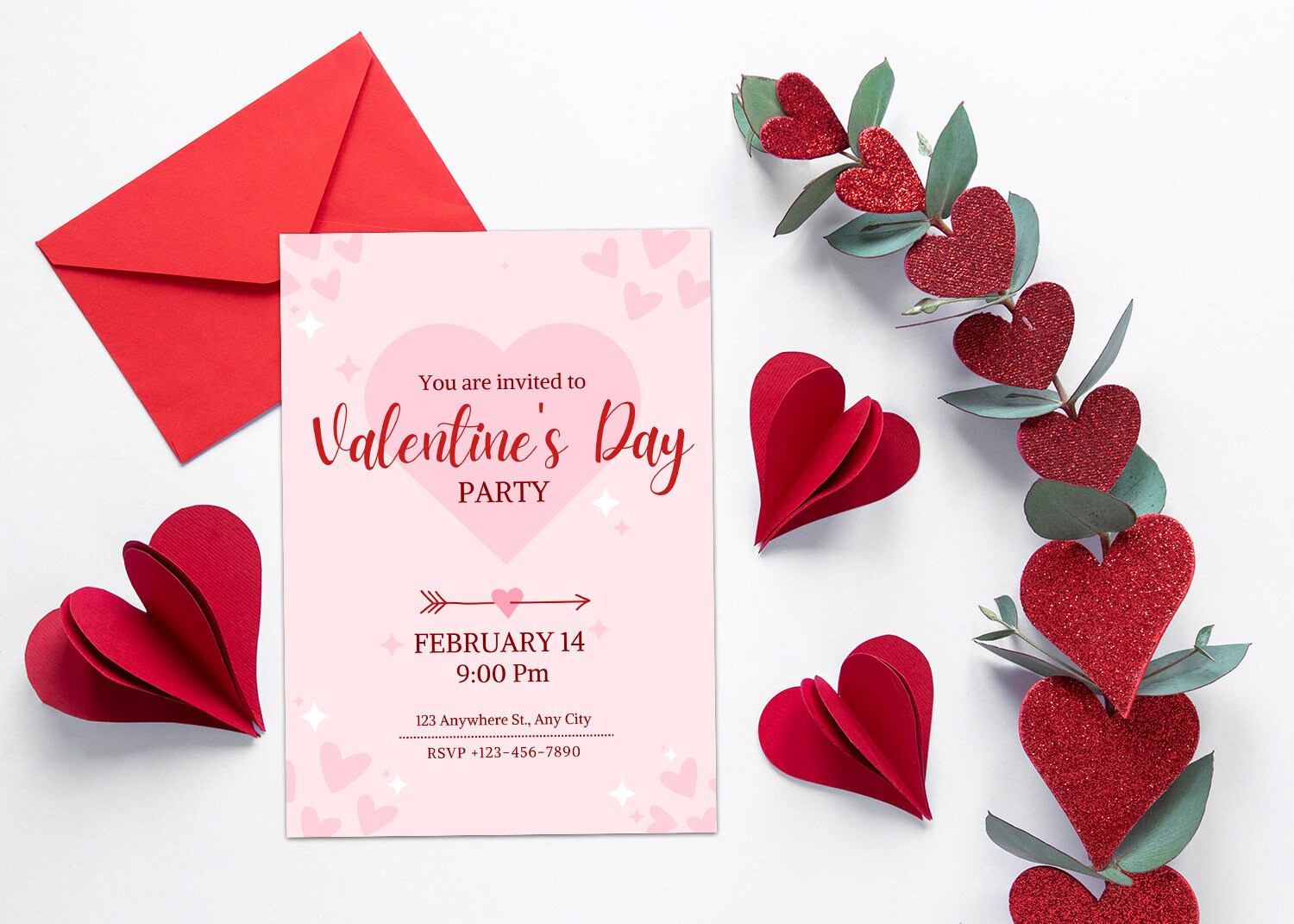 Valentine Party Invitation, Valentine's Day Editable Invite, Instant ...