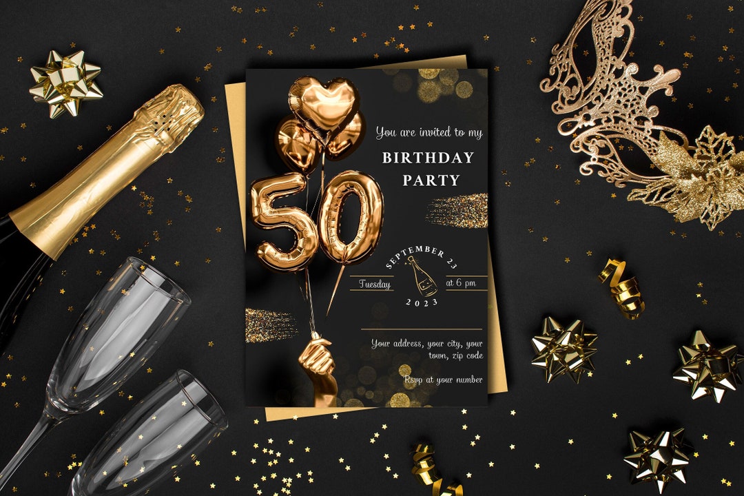 Simple Party Invite Minimalist Birthday Invitation 50th Birthday ...