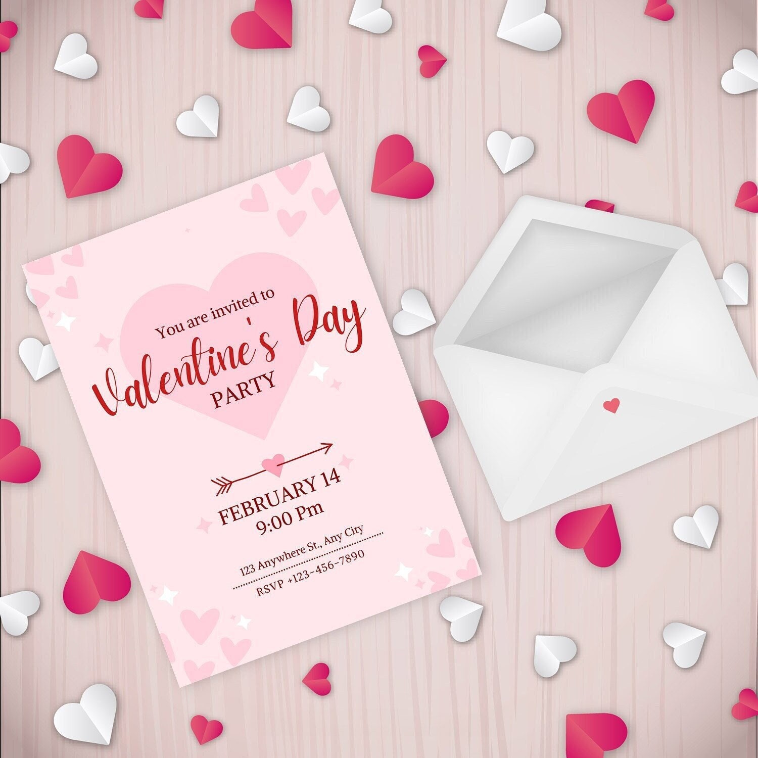 Valentine Party Invitation, Valentine's Day Editable Invite, Instant ...