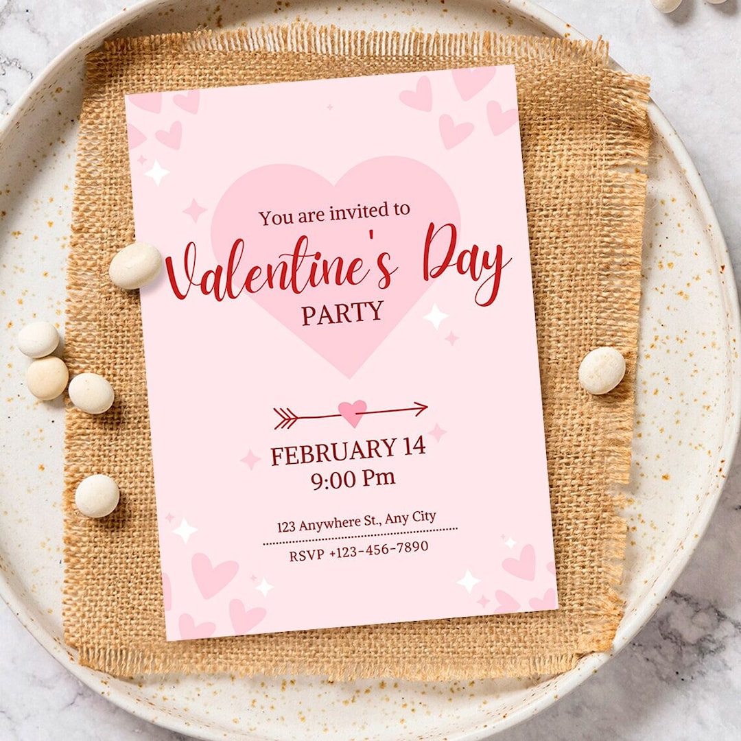 Valentine Party Invitation, Valentine's Day Editable Invite, Instant ...