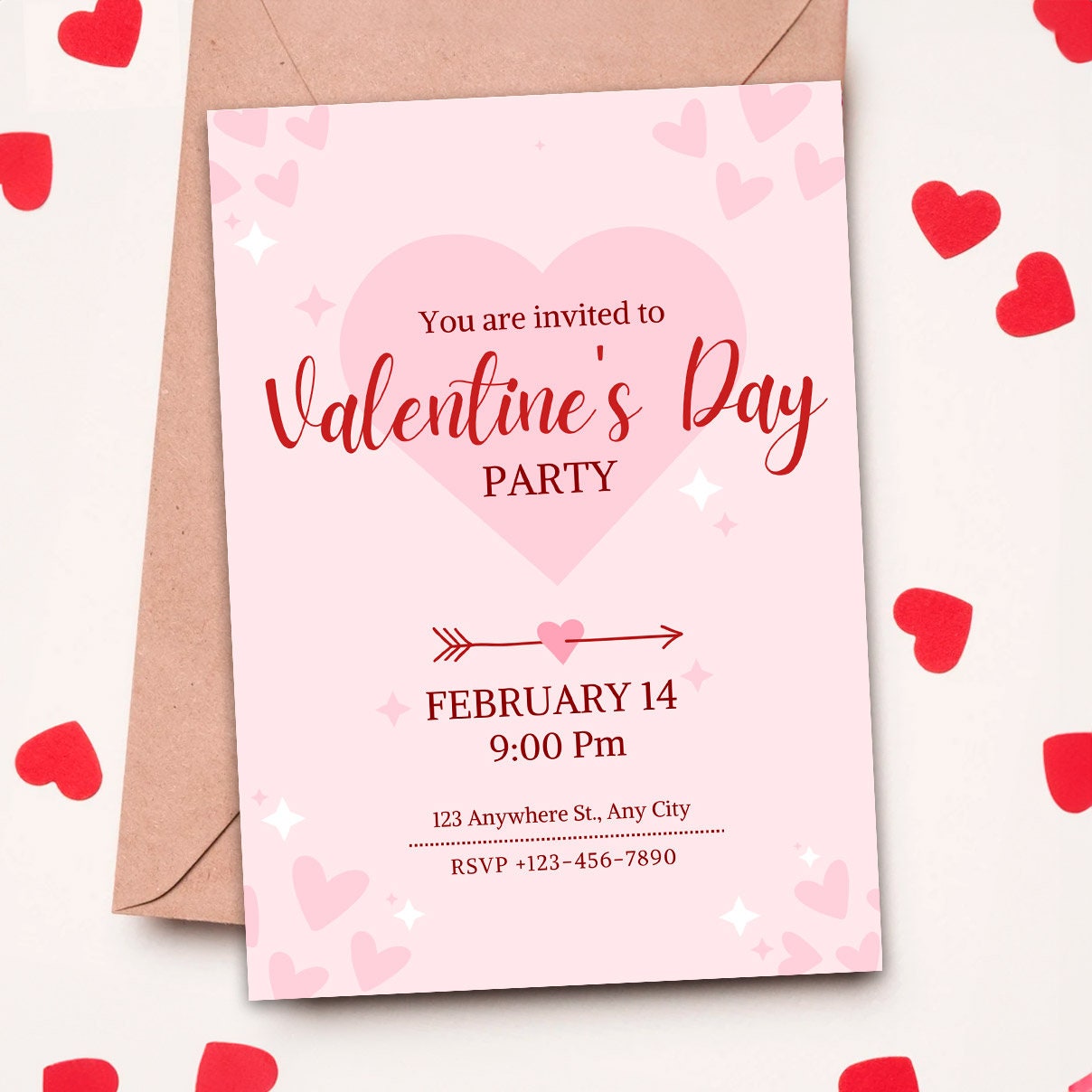Valentine Party Invitation, Valentine's Day Editable Invite, Instant ...