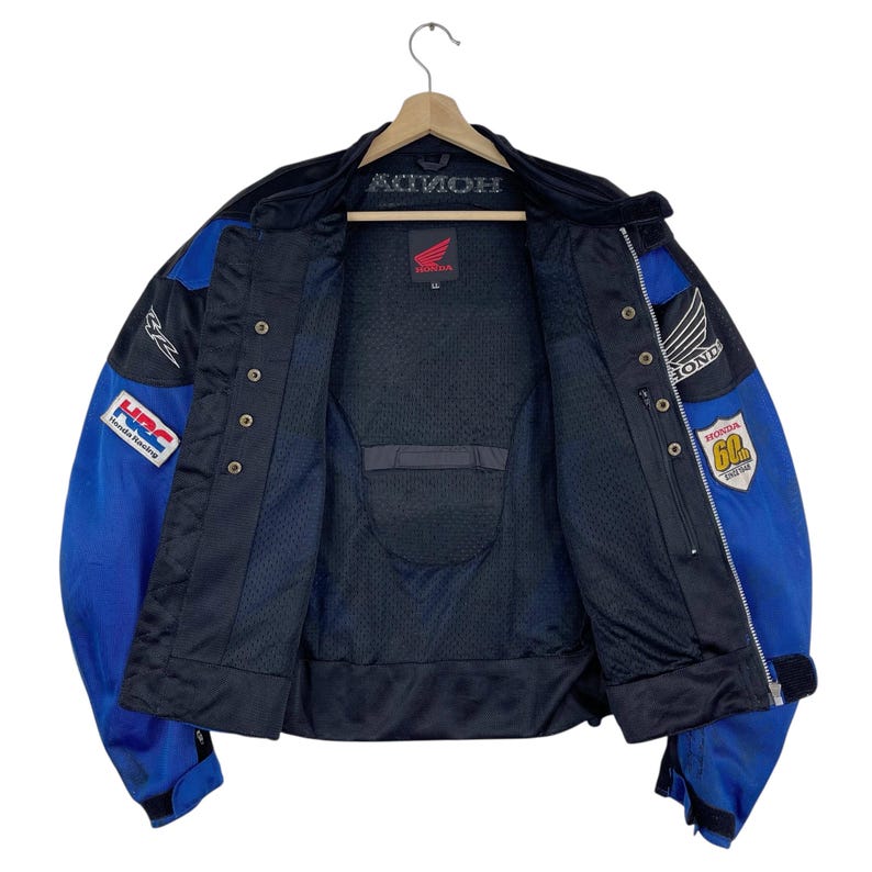 Vintage Honda Racing Jacket Zipper 60th Anniversary Patches Logo Racing ...